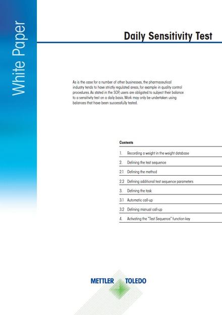 Daily Sensitivity Test - - Check the Sensitivity of Your Balances